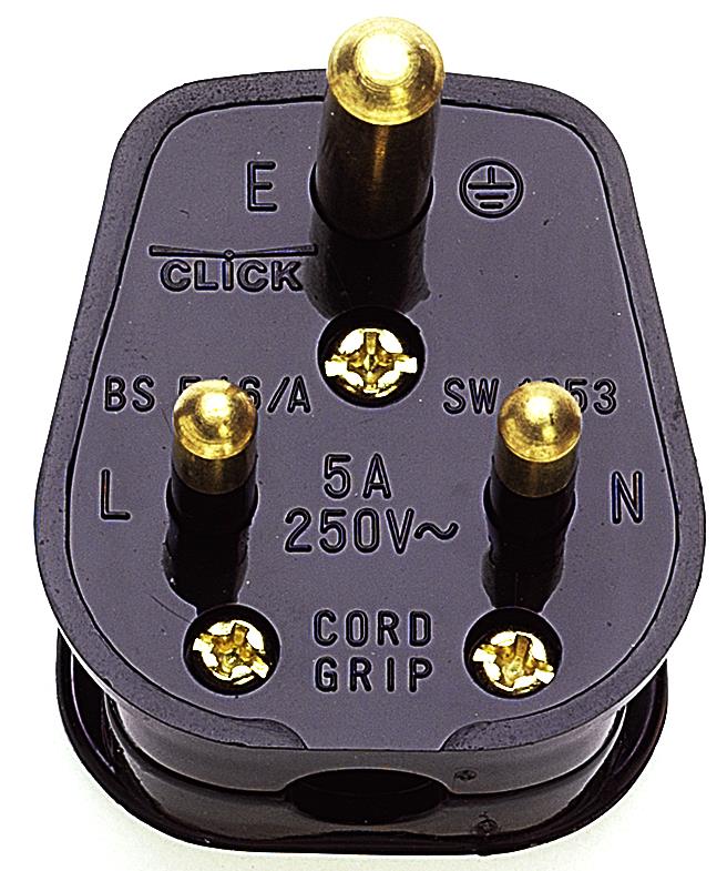 Plug Round Pin 5A Black | Lampfix